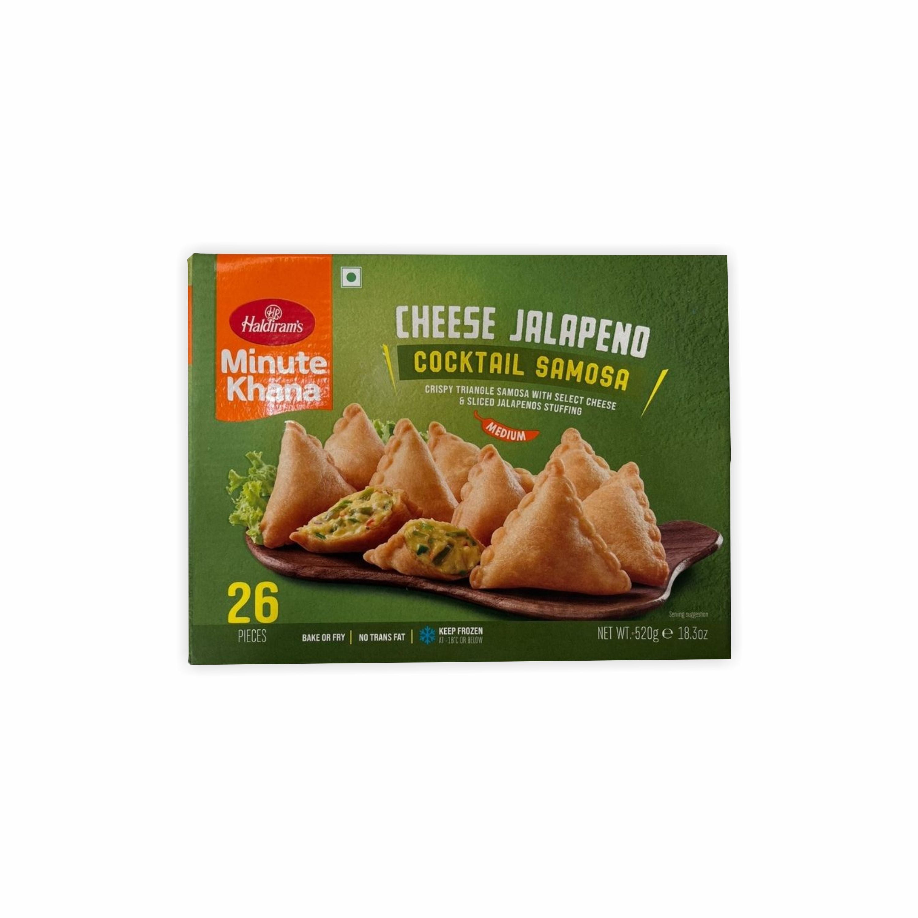 HALDIRAMS MINUTE KHANA CHEESE JALAPENO COCKATIL SAMOSA 26PCS – New ...