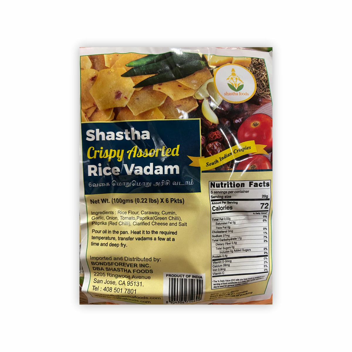 SHASTHA CRISPY ASSORTED RICE VADAM – New Indian Supermarket, Tracy